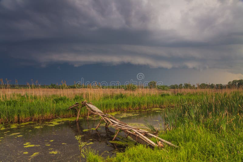 Storm Cyclone Over the Beautiful Countryside River Stock Photo - Image ...