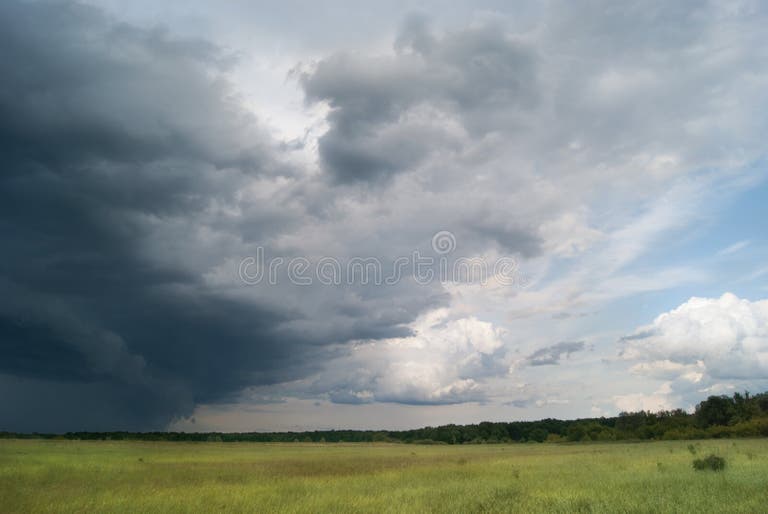 Storm Cyclone Over Summer Fields and Forests Stock Photo - Image of ...