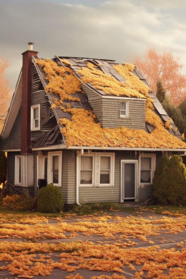 Storm Damage on a House Roof Stock Illustration - Illustration of ...