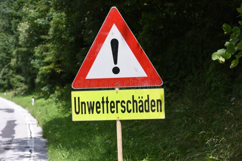 A Storm Damage Warning Sign Stock Photo - Image of effect, meteorology ...