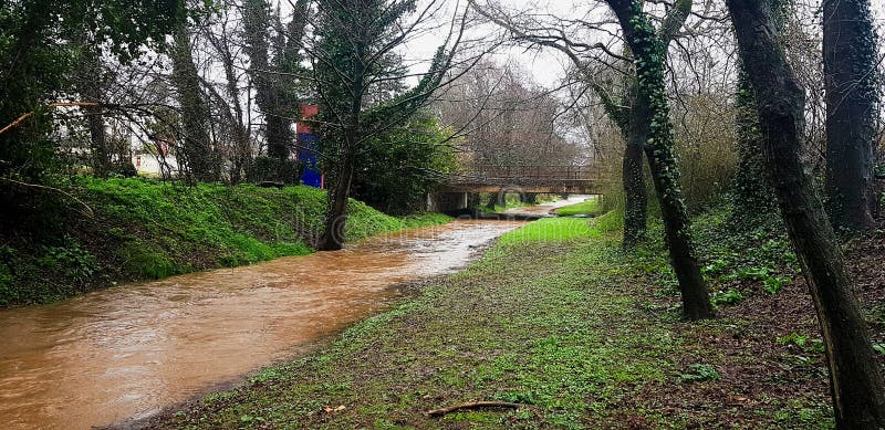 Flooded Stream Led To a Narrow Riverbed Where the Water Drains Quickly ...