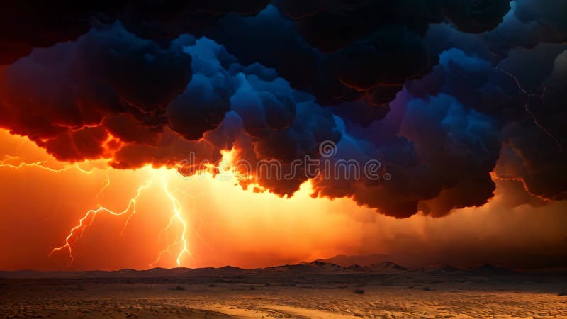 Storm in the Desert. 3D Render of a Stormy Sky, AI Generated Stock ...
