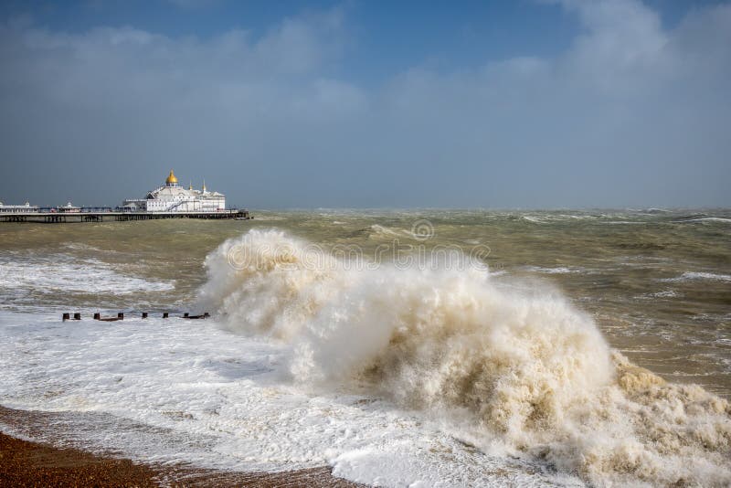 Storm Eunice at Eastbourne editorial stock photo. Image of sunlight ...