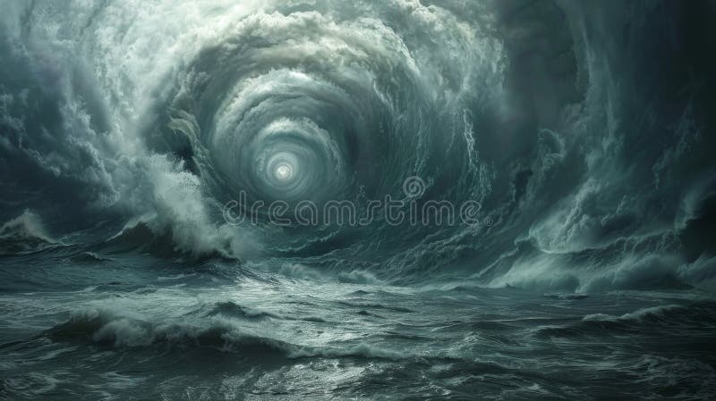 Storm eye over open ocean stock image. Image of phenomena - 323064077