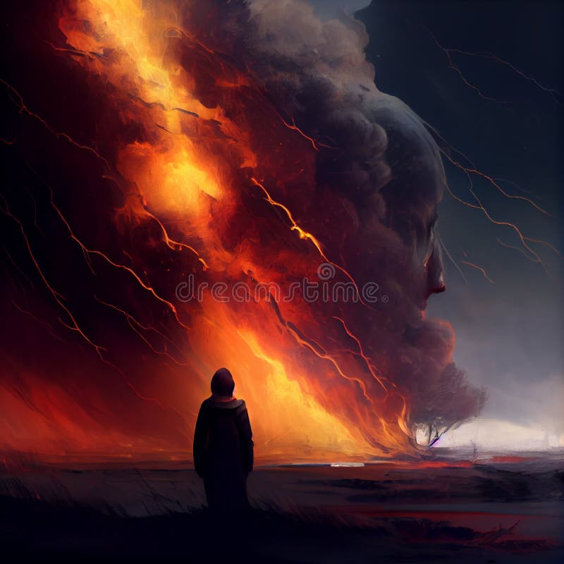 Storm and Fire. AI Generated Stock Illustration - Illustration of ...