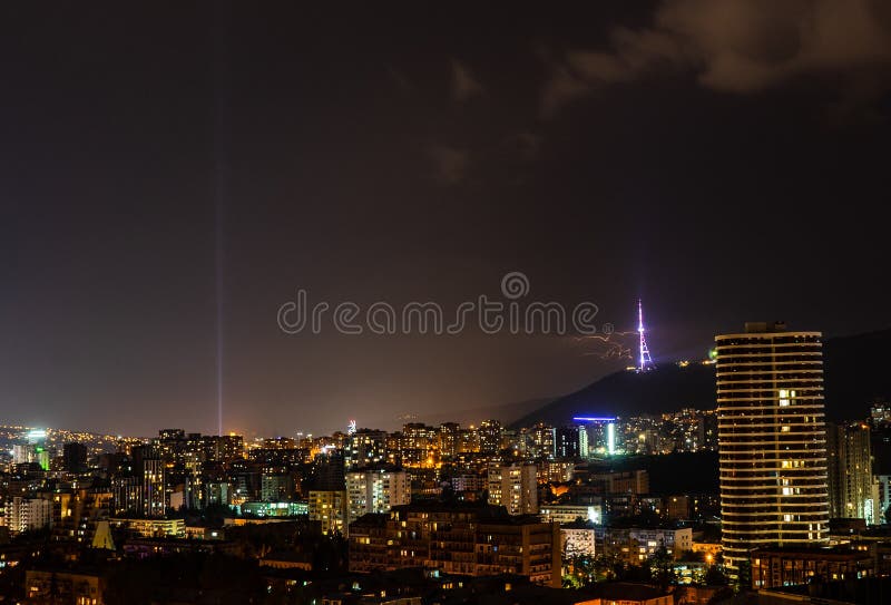 Storm and Flashlight in the City Stock Photo - Image of europe, night ...