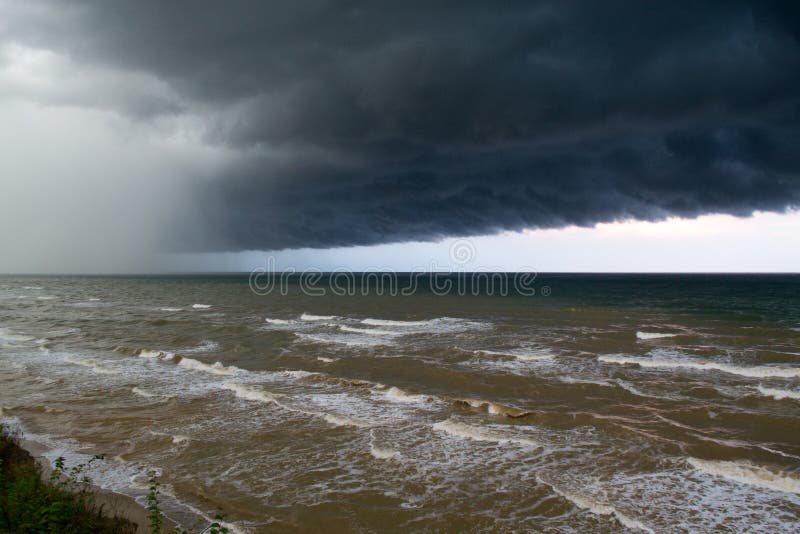 Storm Front Over Water with Wall of Rain Stock Image - Image of nature ...