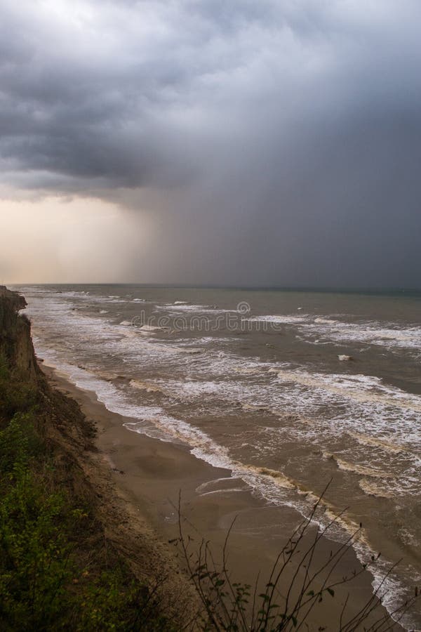 Storm Front Over Water with Wall of Rain Stock Image - Image of grey ...