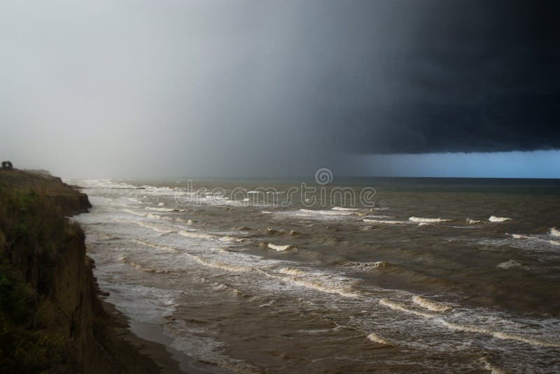 Storm Front Over Water with Wall of Rain Stock Image - Image of beauty ...
