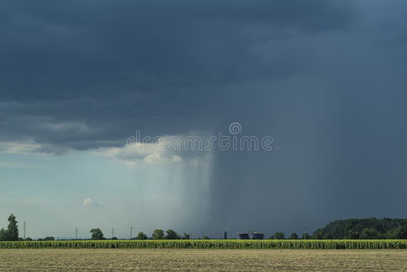 Storm Front with Rain and Blue Sky. Stock Photo - Image of climate ...
