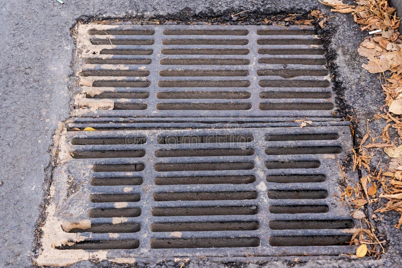 Storm Grate, Drainage. Background with Selective Focus and Copy Space ...