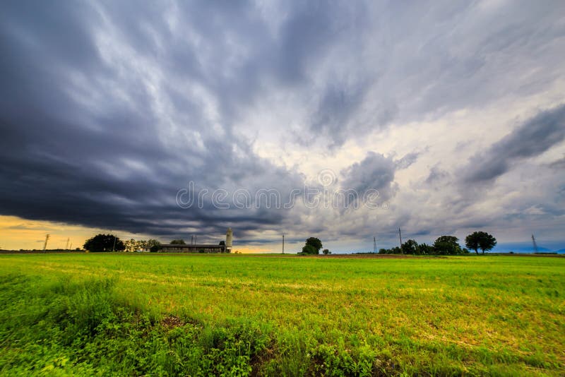 Storm over the fields stock image. Image of beautiful - 124530519