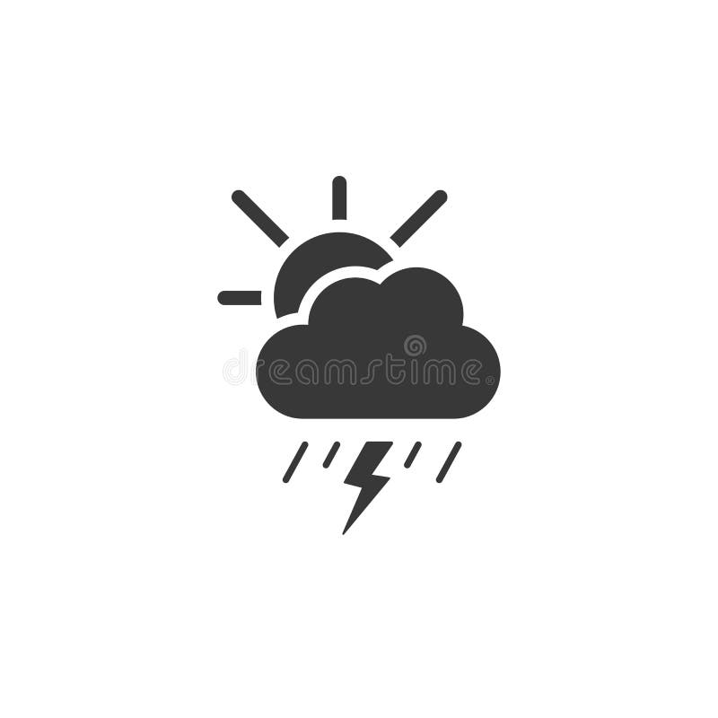Storm and Heavy Rain, Cloud and Sun. Icon. Weather Glyph Vector ...