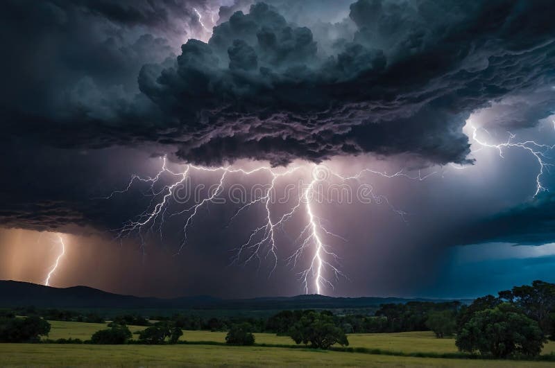 Storm.Heavy Rain with Thunder and Lightning Stock Illustration - Illustration of lightning ...