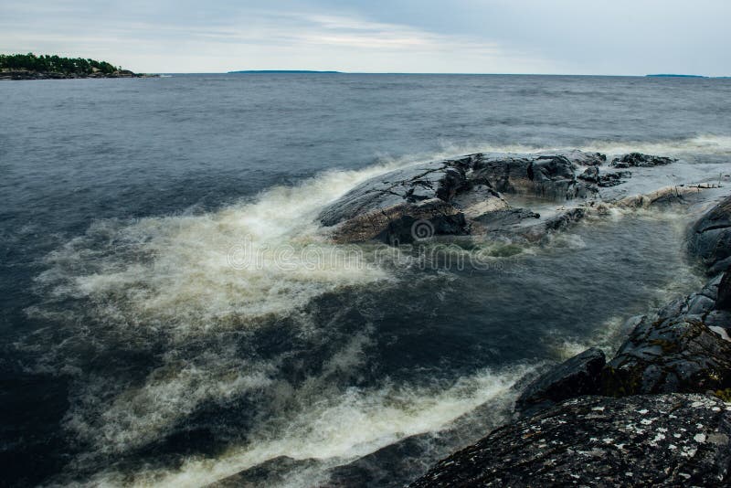 Storm on Ladoga lake stock photo. Image of skerries, storm - 57201146