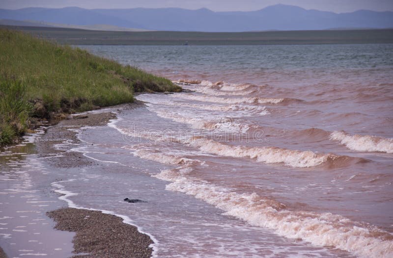 Storm on the Lake, the Wind Drives the Waves Stock Photo - Image of ...