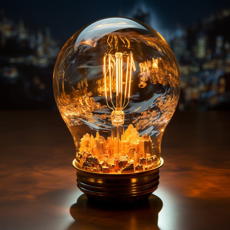 Storm in a Light Bulb. Striking and Modern Neon Light Bulb. Generative ...