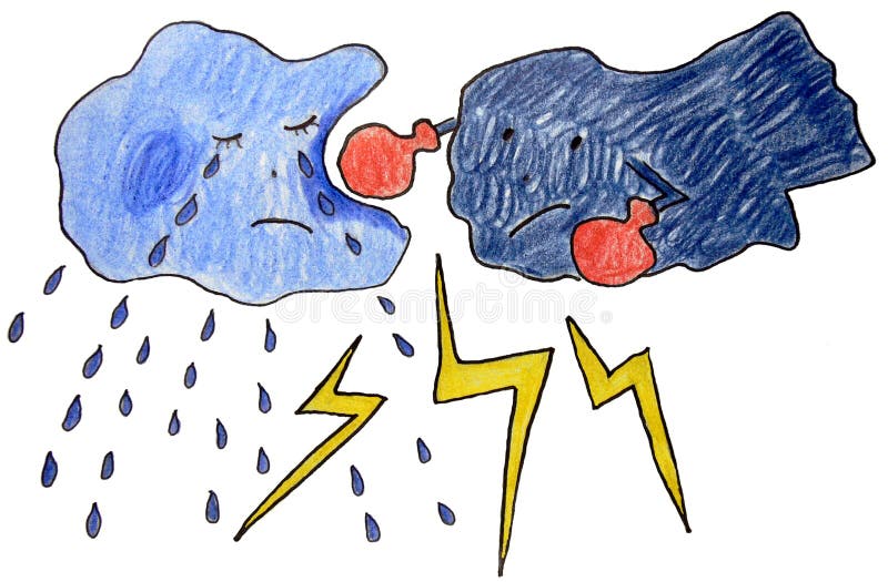 Angry Storm Cloud With Lightning Bolts Stock Vector - Illustration of ...