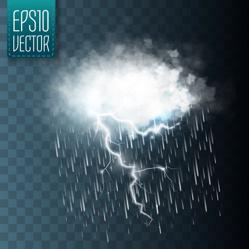 Storm and Lightning with Rain Isolated Stock Vector - Illustration of ...