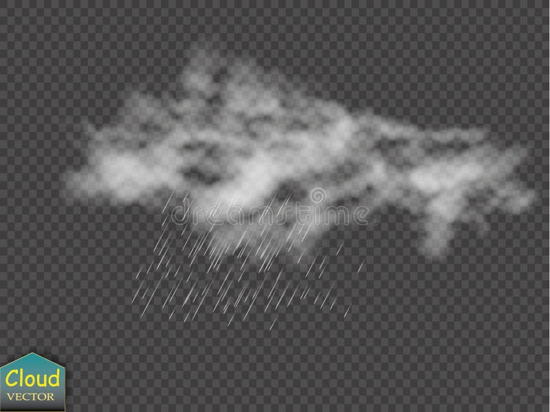 Storm and Lightning with Rain and White Cloud Isolated on Transparent ...