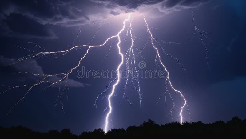 Storm and a Lightning Strike in the Midst of a Raging Thunderstorm ...