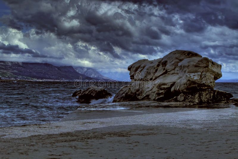 Storm near big rock stock photo. Image of storm, wave - 4641602