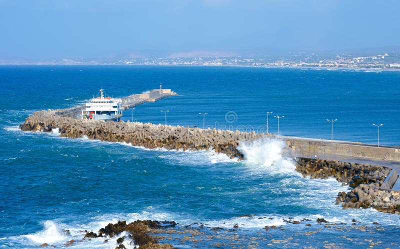 Storm Off the Coast of the City Stock Photo - Image of port, wind: 27347148