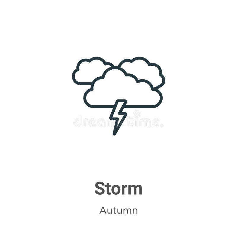 Storm Outline Vector Icon. Thin Line Black Storm Icon, Flat Vector ...