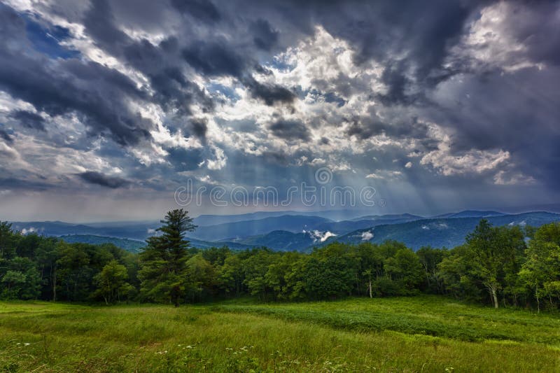Storm Over Blue Ridge Mountains Stock Image - Image of rain, horizon ...