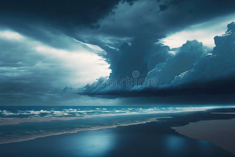 Storm Over Empty White Beach. Idyllic Tropical Seascape. Paradise Beach ...
