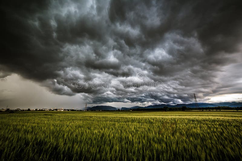 Storm over the fields stock photo. Image of dramatic - 91489998