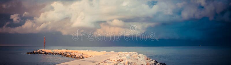 Storm over the harbor stock photo. Image of stones, boats - 35598752