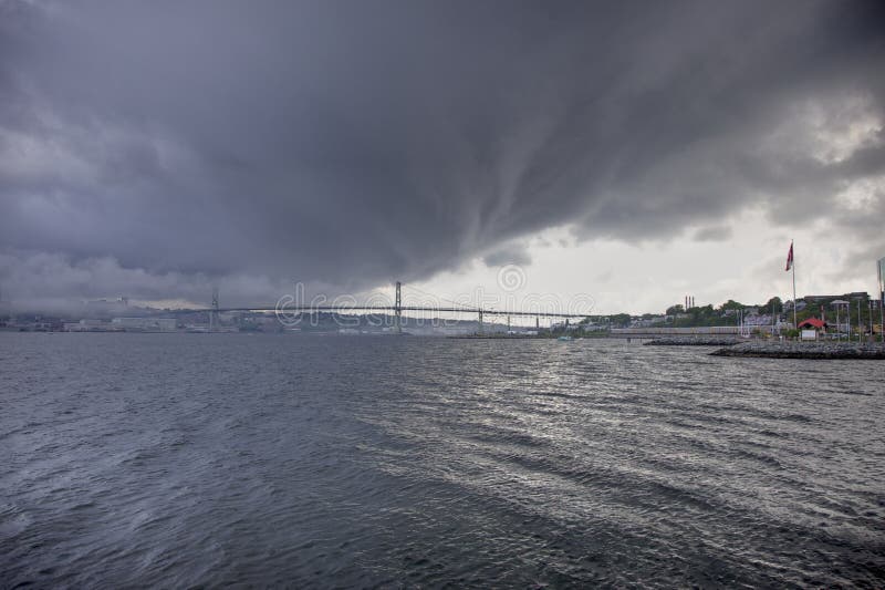 Storm over harbour bridge stock photo. Image of scotia - 28418638