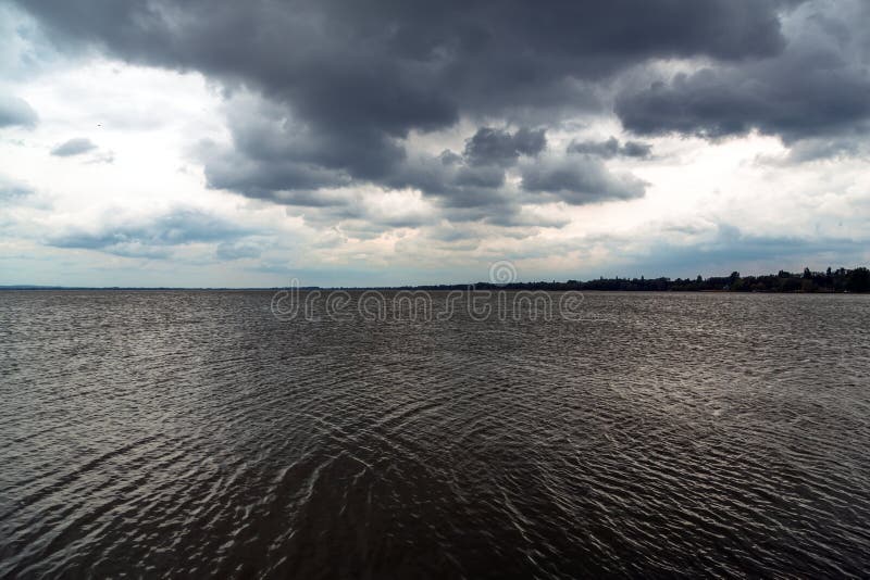 Storm over the lake stock image. Image of river, dramatic - 49234925
