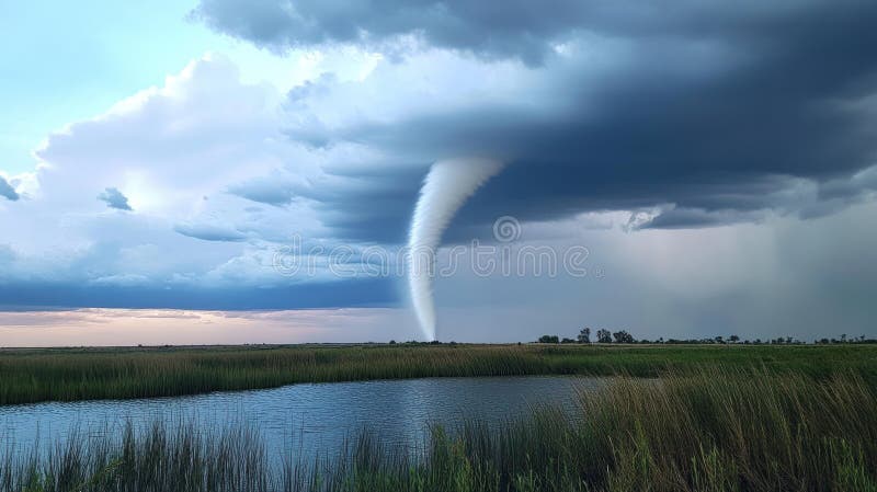 Storm over marsh stock illustration. Illustration of disaster - 385674811