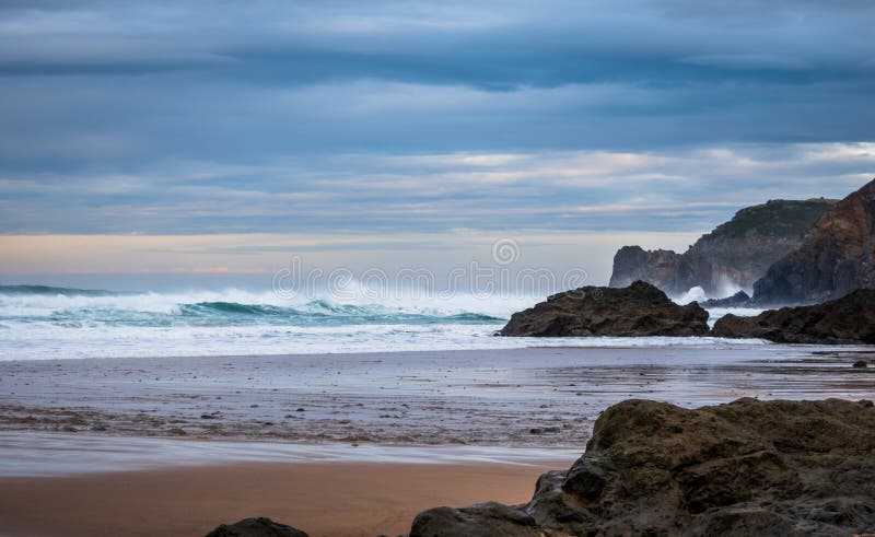 Storm Over the Ocean: Swirl Patterns at the Bay of Biscay Stock Image ...