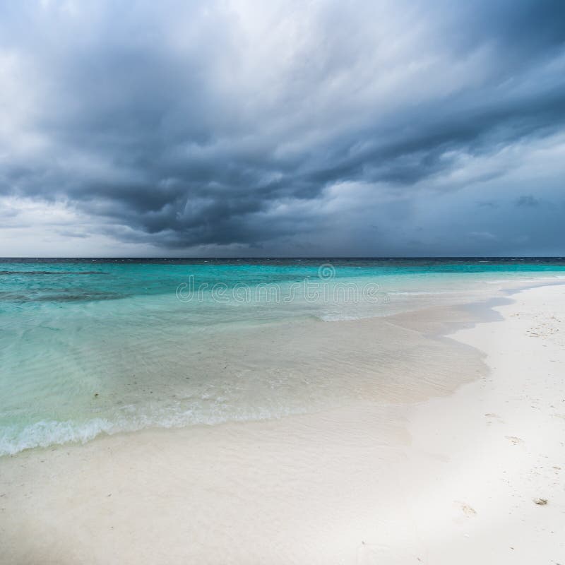 Storm Over the Ocean. White Sand on the Beach of a Tropical Island ...