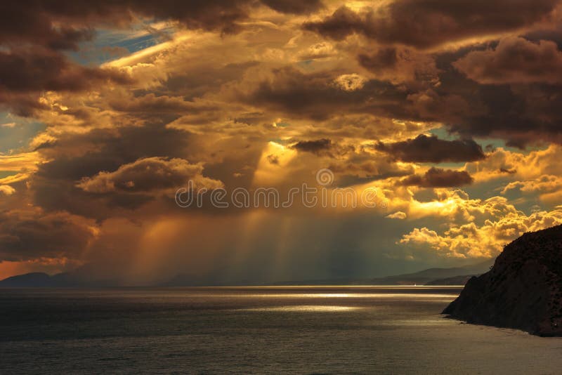 The Storm Over the Sea at Sunset Stock Photo - Image of vacation ...