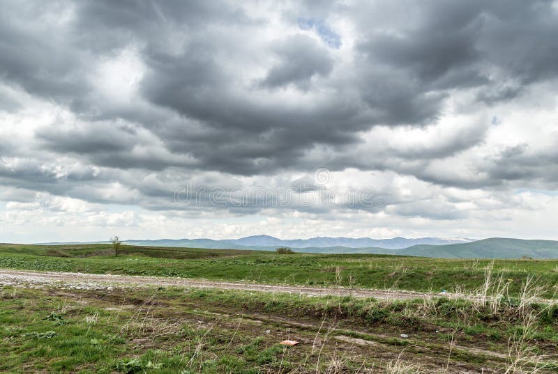Storm Over Spring Agricultural Fields Stock Photo - Image of cloudy ...