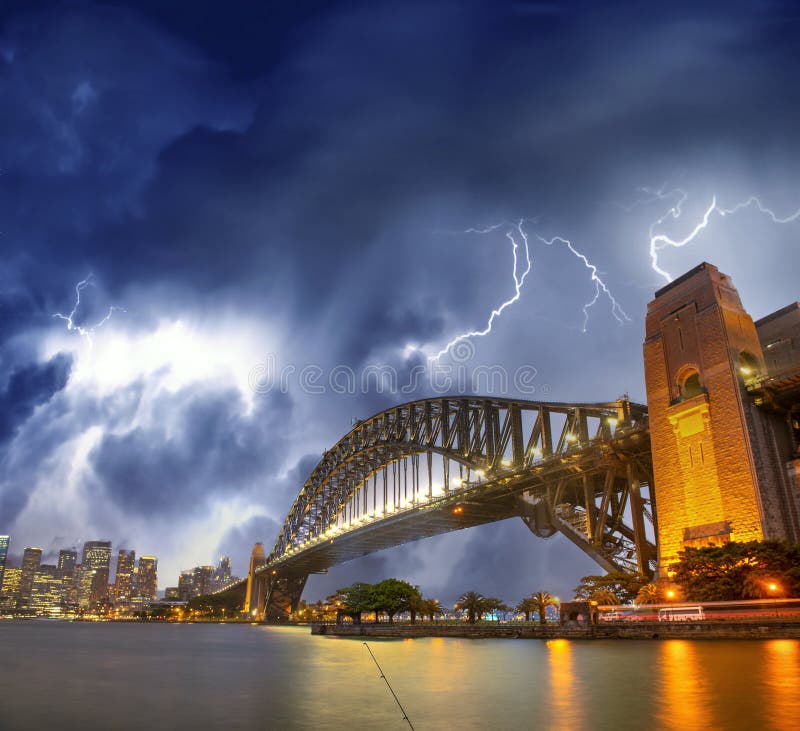 Storm Over Sydney Harbour Bridge, Australia Stock Photo - Image of ...