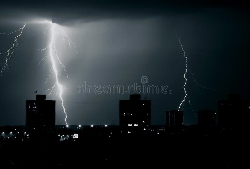 Storm over town stock image. Image of thunder, city, elektricity - 19004717