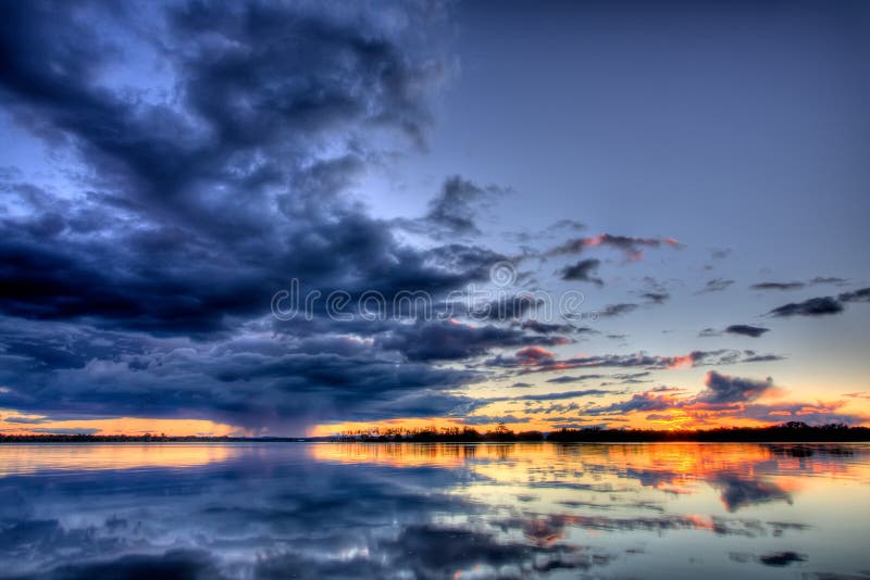Storm over water stock image. Image of rain, lake, water - 10224979