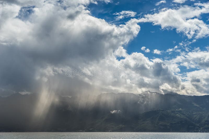 Storm Passing Over Lake Geneva in Switzerland Stock Photo - Image of ...