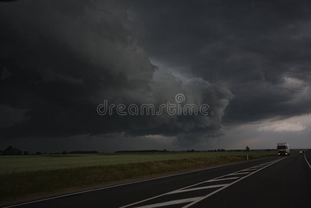 Storm on the Polish road stock photo. Image of beauty - 111477892