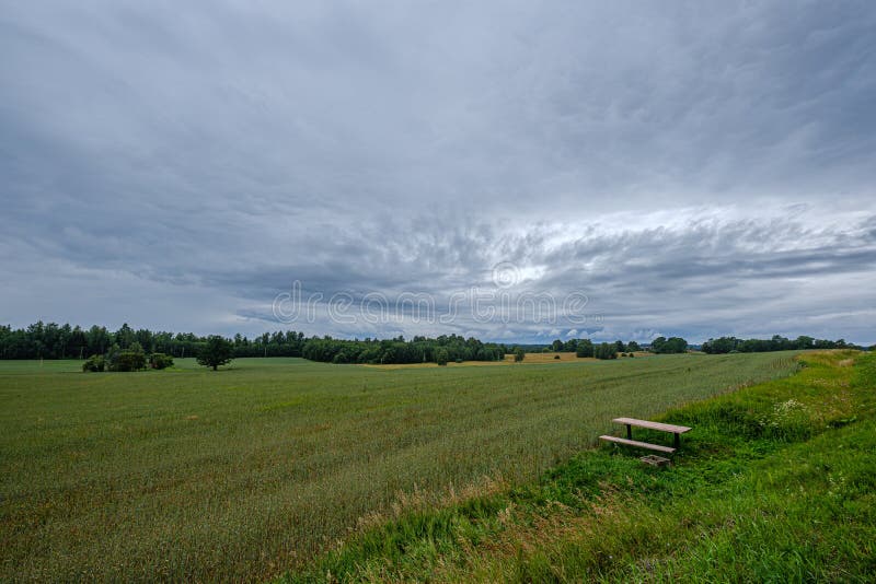 Storm Rain Clouds Forming Over the Countryside Fields in Green Summer ...