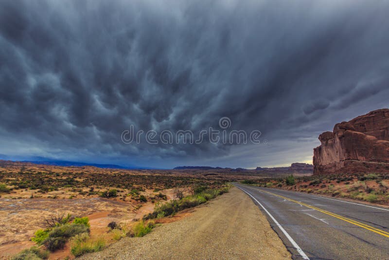 Storm, Rain and Flash Flood in American Desert Stock Image - Image of ...