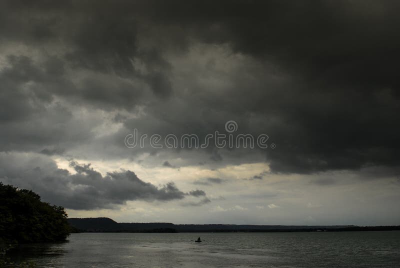 Storm and Rain Over Lake, France Stock Image - Image of danger, lake ...