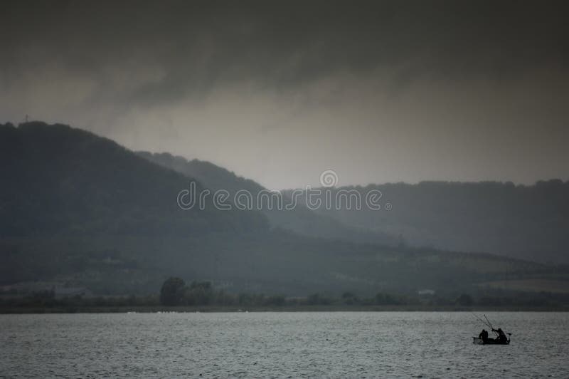 Storm and Rain Over Lake, France Stock Photo - Image of dark, beginning ...