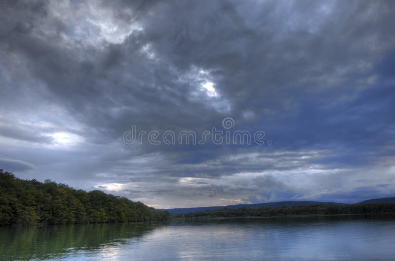 Storm and Rain Over Lake, France Stock Photo - Image of cloud, balaton ...