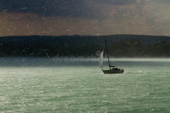Storm, rain and sailboat stock image. Image of face, adventurous - 18385145